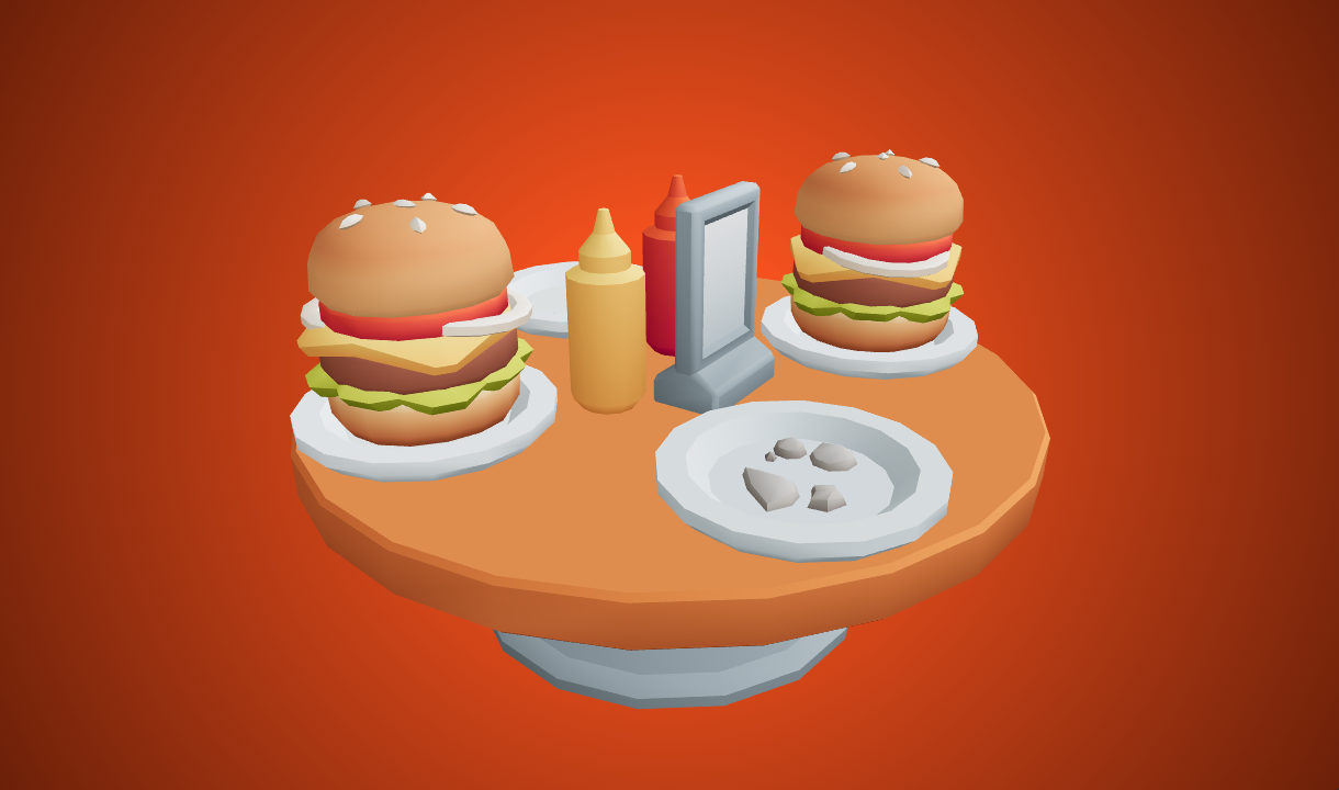 Table with food - Free 3D Model By Kay Lousberg - Poly Pizza