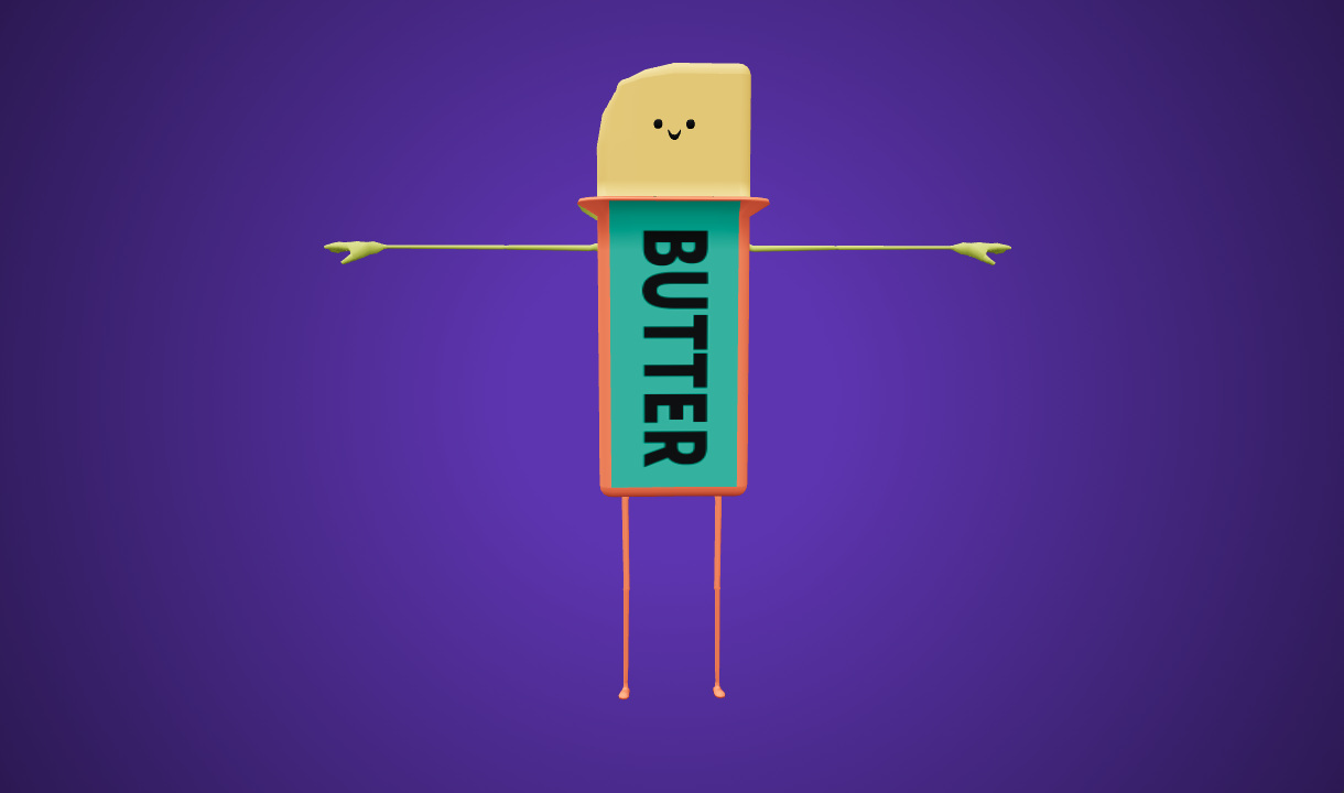 Butter Character - Free 3D Model By Polygonal Mind - Poly Pizza