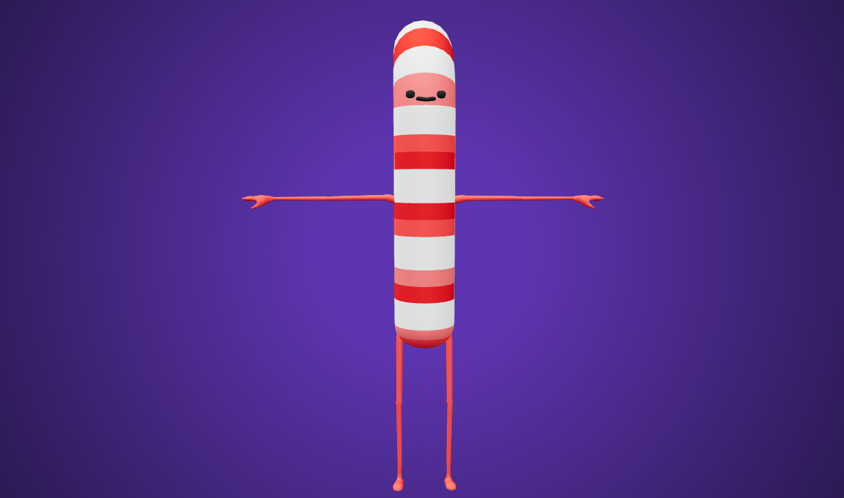 Candy Cane Character - Free 3D Model By Polygonal Mind - Poly Pizza