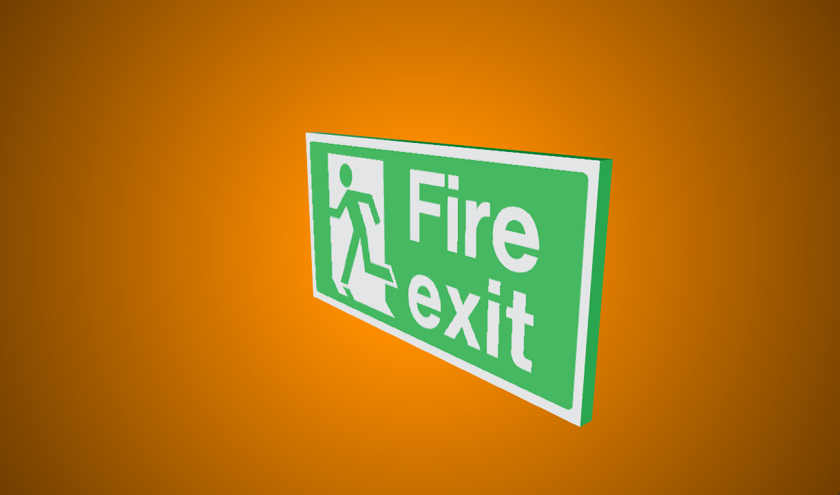 Fire Exit Sign - Free 3D Model By Thomas Oldham - Poly Pizza